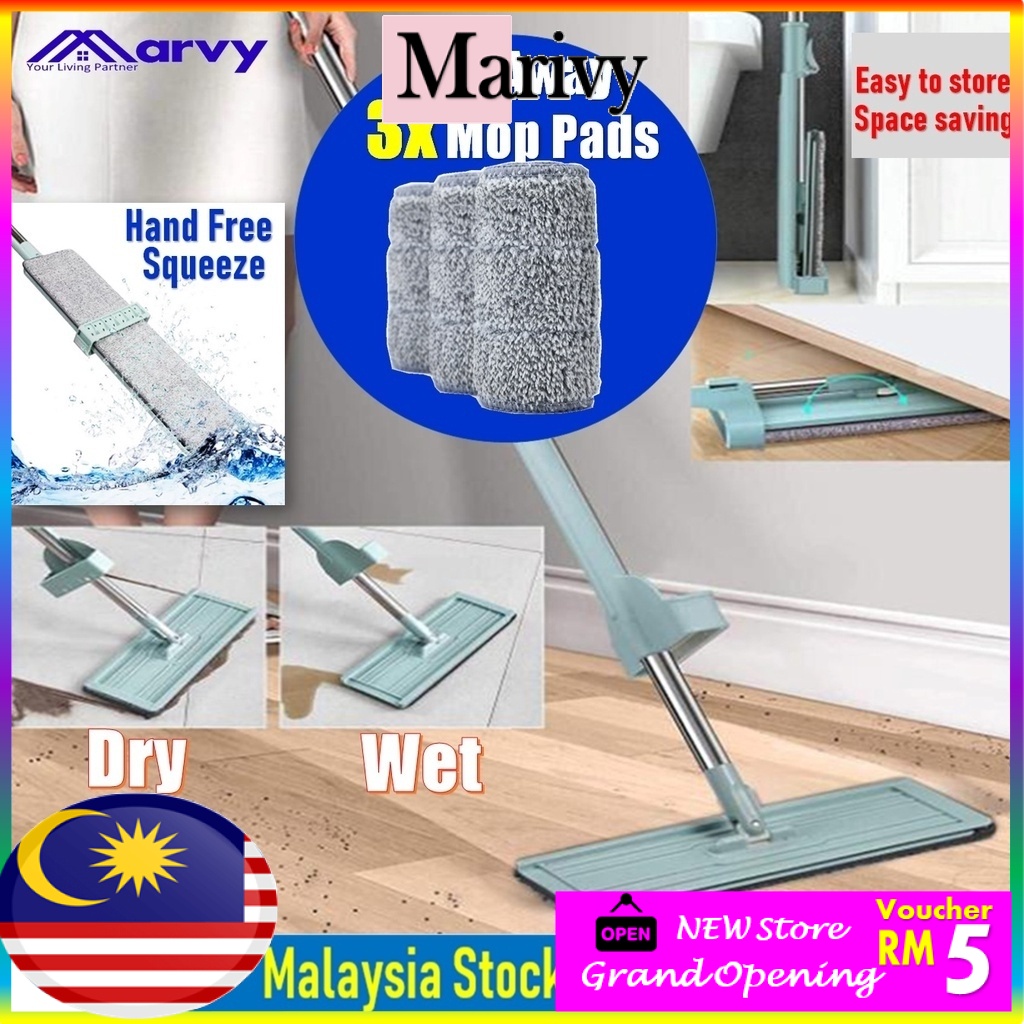 Dry Wet Flat Floor Mop 50CM /35CM Extra Long Mop Panel With 2 / 3 ...