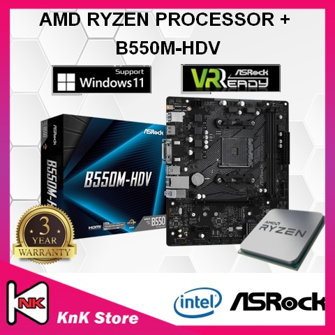 Asrock B550M-HDV B550 AM4 MOTHERBOARD B550M HDV + AMD RYZEN 3 / RYZEN 5 ...