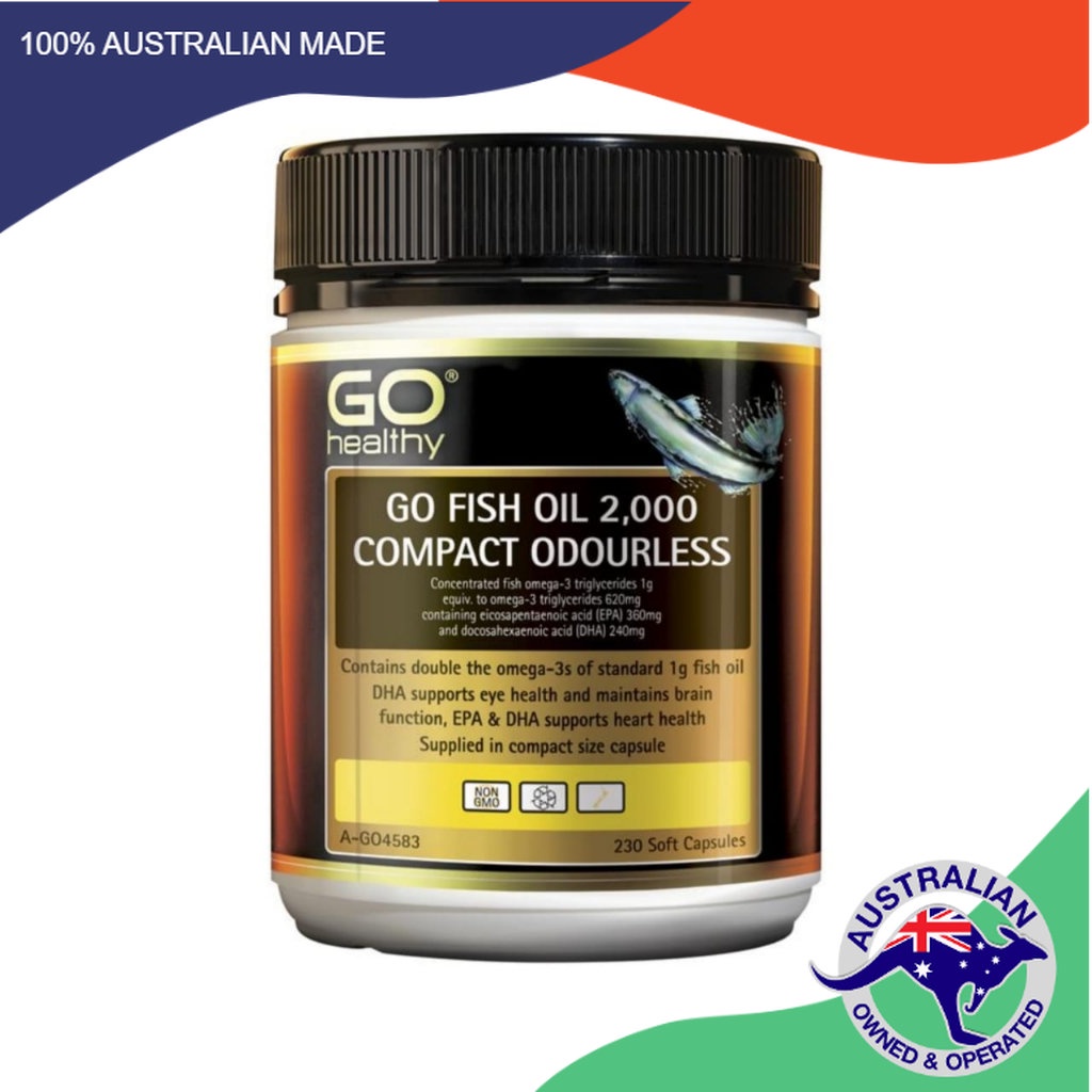 GO Healthy Fish Oil 2000 Compact Odourless 230 Softgel Capsules ...