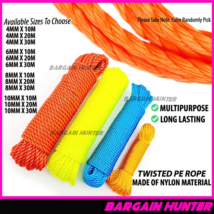 10M 20M 30M Multipurpose Twisted PE Rope Clothsline Rope Tali Lembu ...