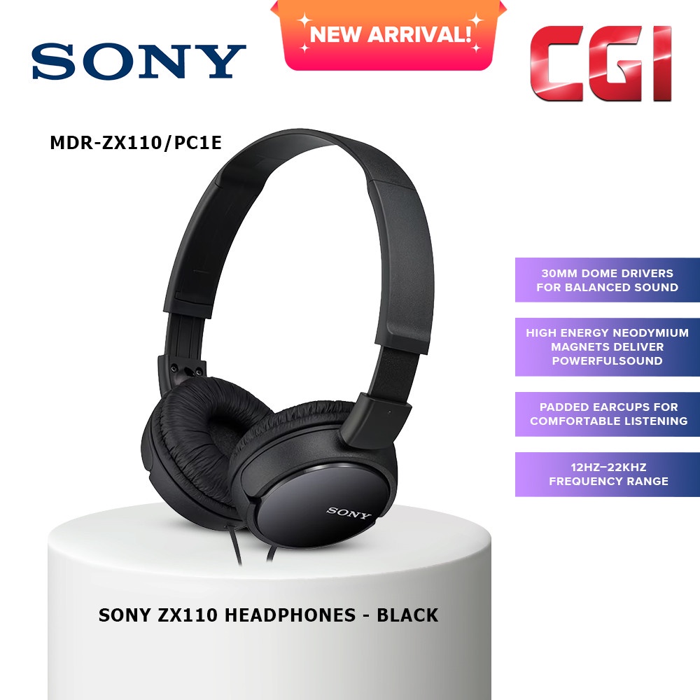 Sony MDR-ZX110/BC1E Wired Headphones without Mic - Black | Shopee Malaysia