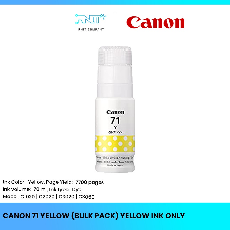 CANON 71 YELLOW (BULK PACK) YELLOW INK ONLY | Shopee Malaysia