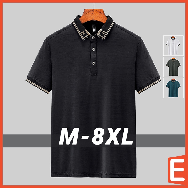 [M-8XL] Polo Shirt Men Plus Size Kemeja Polo Lelaki Lengan Pendek Saiz Besar Korean Loose Collar ...