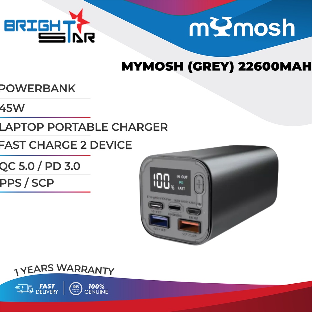POWERBANK / MYMOSH (GREY) 22600MAH / 45W / LAPTOP PORTABLE CHARGER ...