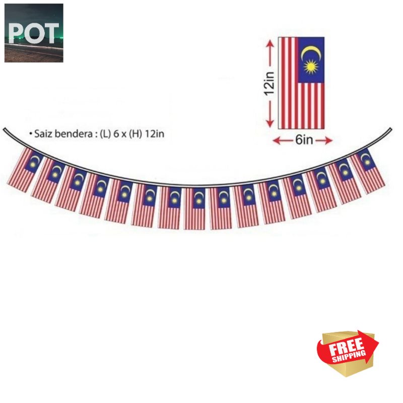 15 Flags Hanging Strap MY Bendera Negara Tali Bunting / Malaysian Flag ...
