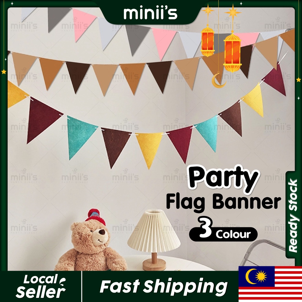 MINIIS PARTY Ins Style Triangle Flag Party Flag Fabric Banner Triangle ...