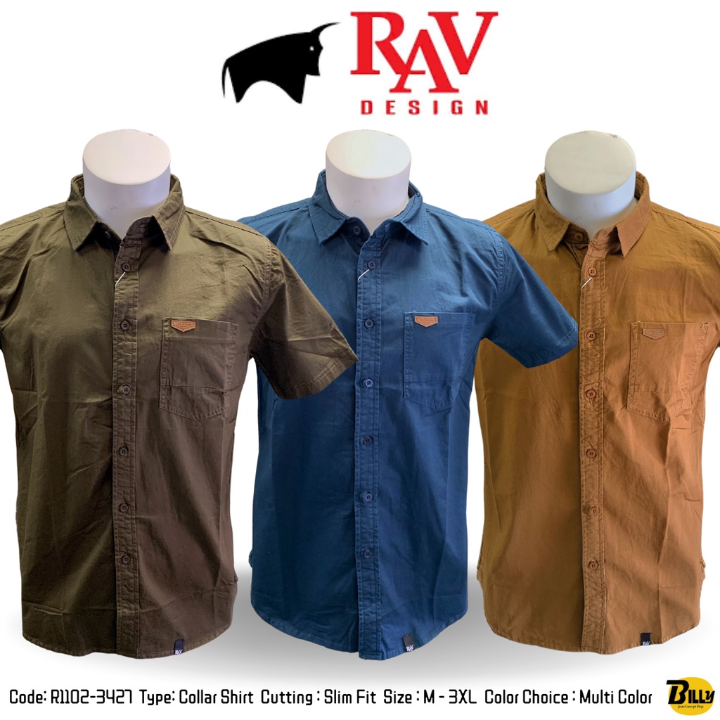 RAV DESIGN Brand Men’s Slim Fit Short Sleeve Casual Shirt ( R1102-3427 ...