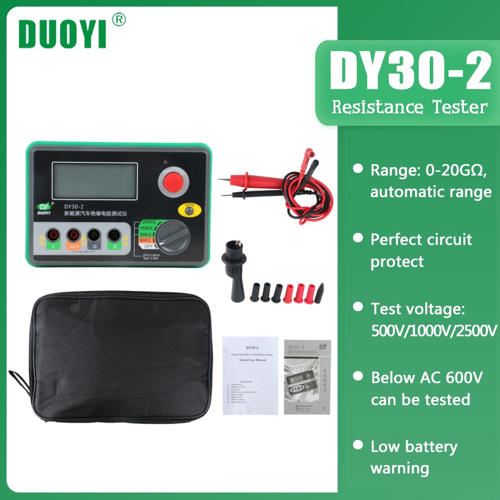 DUOYI DY30-2 Digital Insulation Tester Tools 20G Ohm LCD Display 500V ...