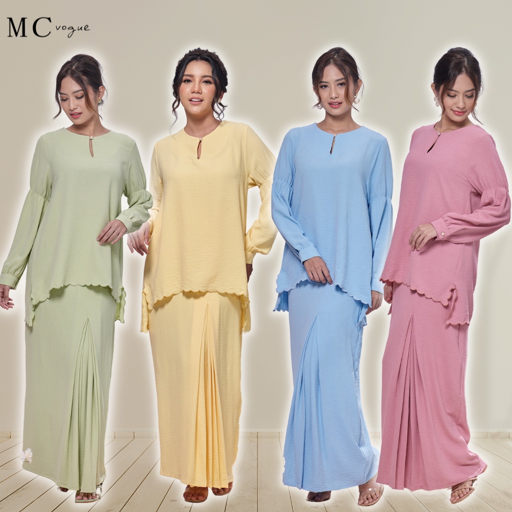 MC Vogue Bella Baju Kurung Sulam Raya 2023 Pearl Scallop | Shopee Malaysia