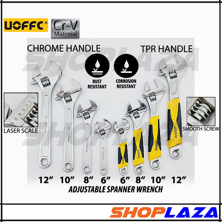 UOFFC CRV ADJUSTABLE SPANNER WRENCH WITH SCALE TPR HANDLE SEPANA HIDUP ...