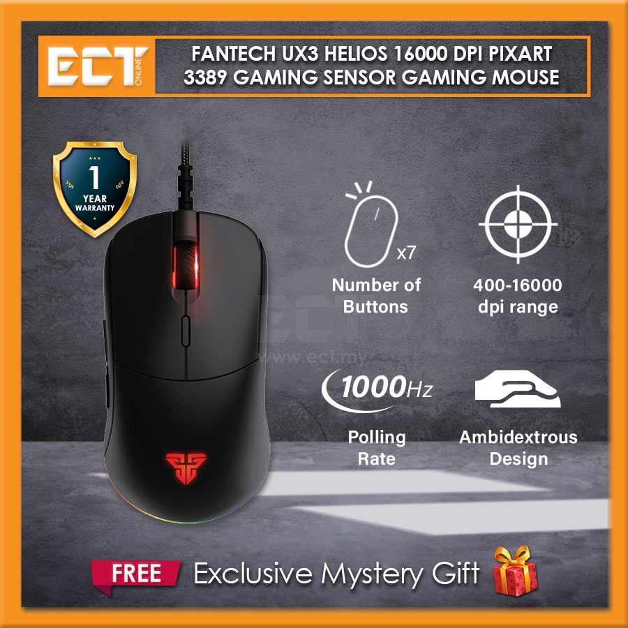 Fantech UX3 Helios 16000 DPI PixArt 3389 Gaming Sensor Gaming Mouse ...