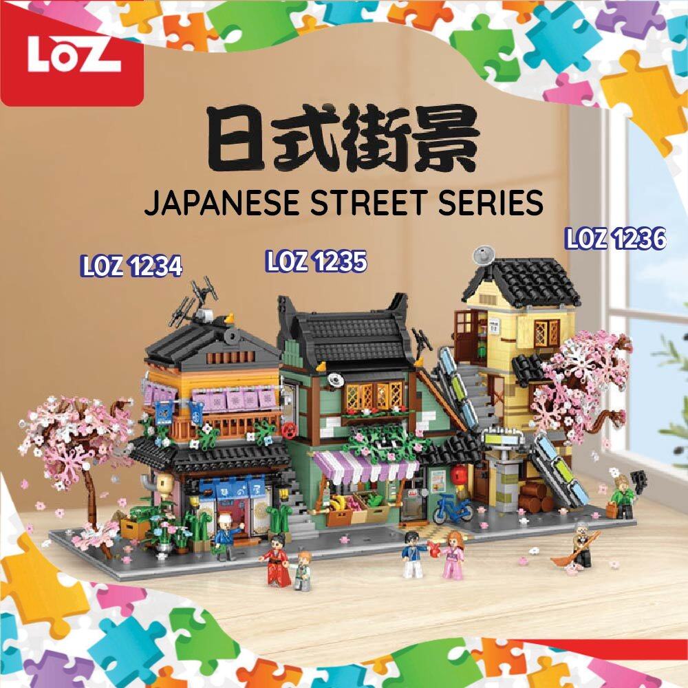LOZ IDEAS Mini Block 1234 / 1235 / 1236 Japanese Street Commercial Street Shop Building Block ...