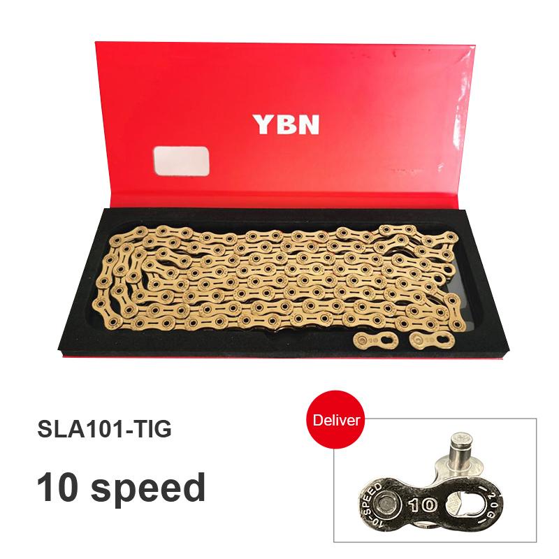 YBN 10 Speed Full Hollow Bicycle Chain SLA101TIG Non-stick Coating MTB ...