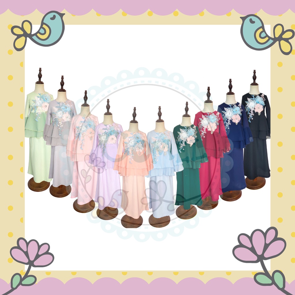 Comel Kids 2023 Muslim J&Y Kids Baju Kurung Peplum Budak 2-7 tahun year ...