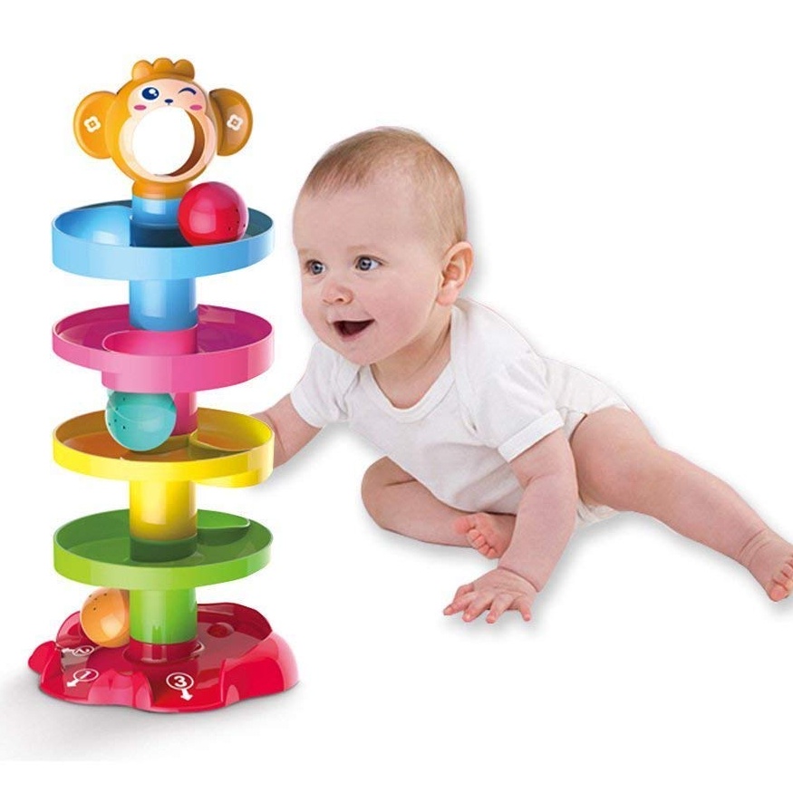 Ball Drop Toy Tower Roll Swirling Tower Stack Drop and Go Ramp Toy Set ...