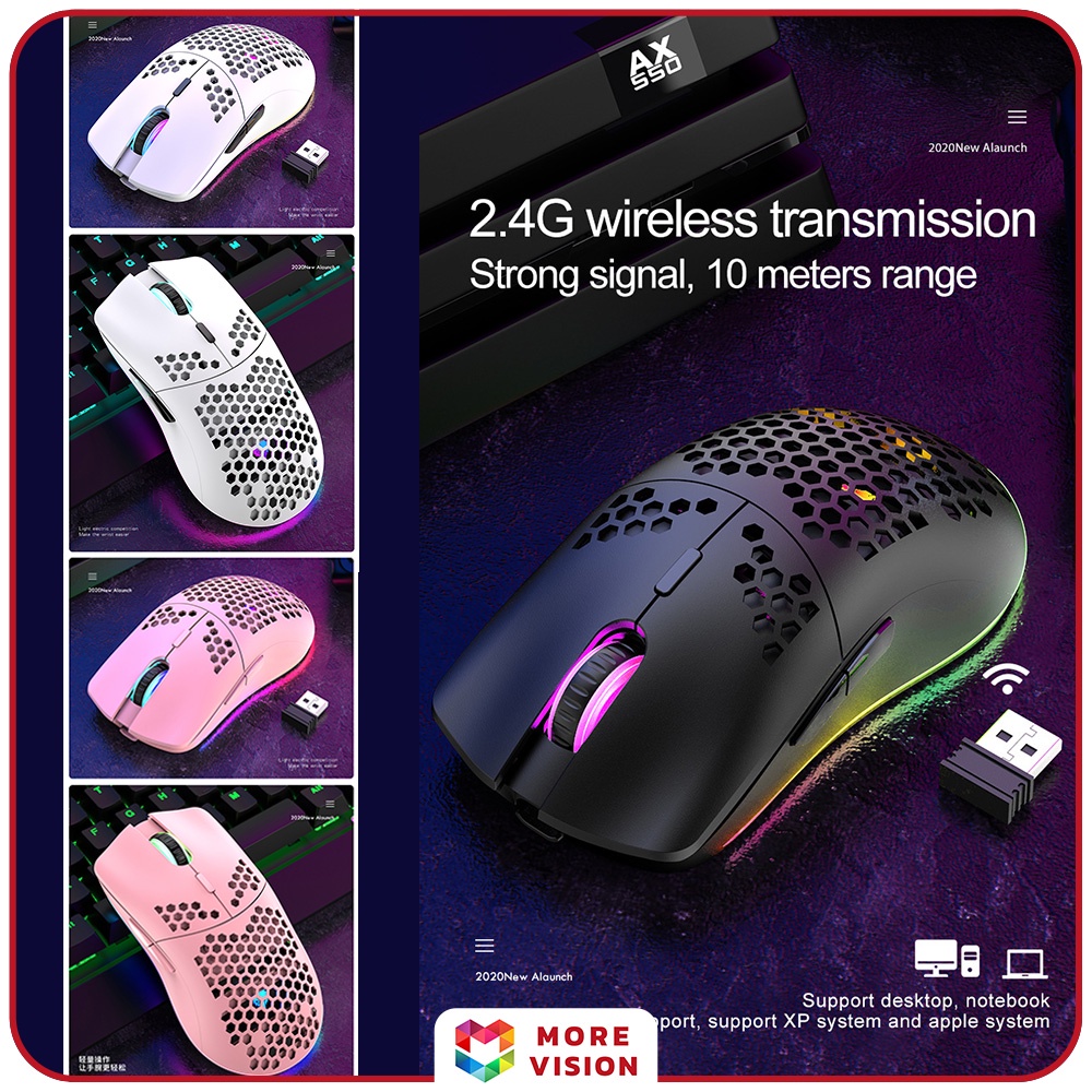XUNFOX XYH80 Hollow Honeycomb 3200DPI Wireless 2.4Ghz Gaming Mouse ...