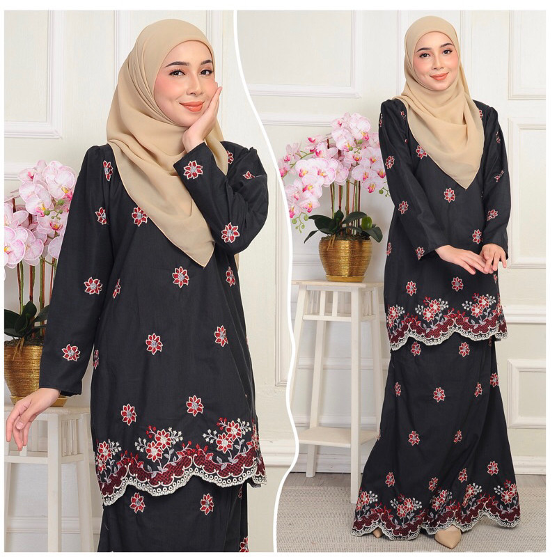 Baju kurung moden /baju kurung sulam / Baju raya 2024 ( 100% Pure Rayon ...