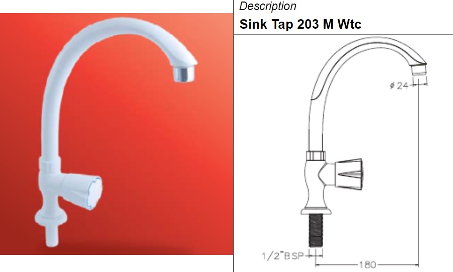 WATERTEC 15mm SINK TAP MONACO WHITE / KEPALA PIPE AIR PVC Buatan ...