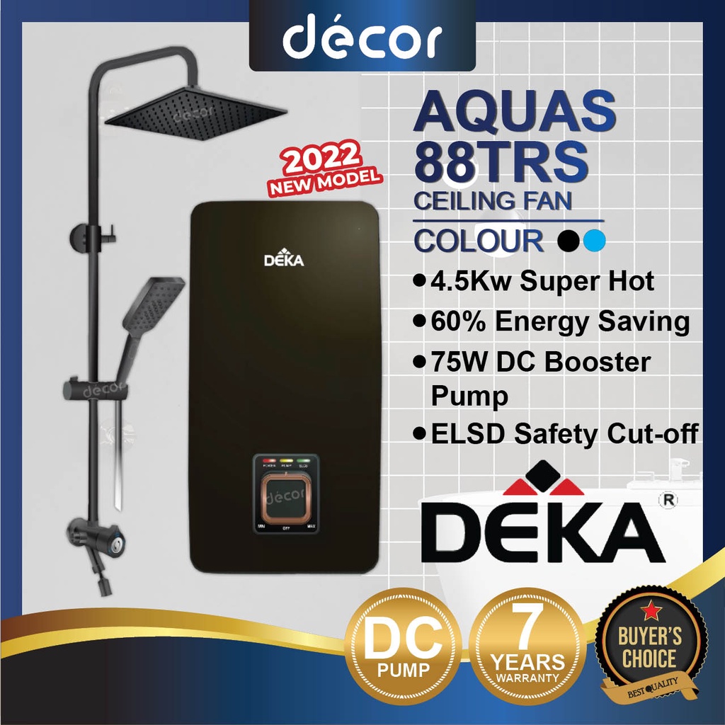 DEKA AQUAS 88TRS DEKA Aquas Series Water Heater With Rainshower DC ...
