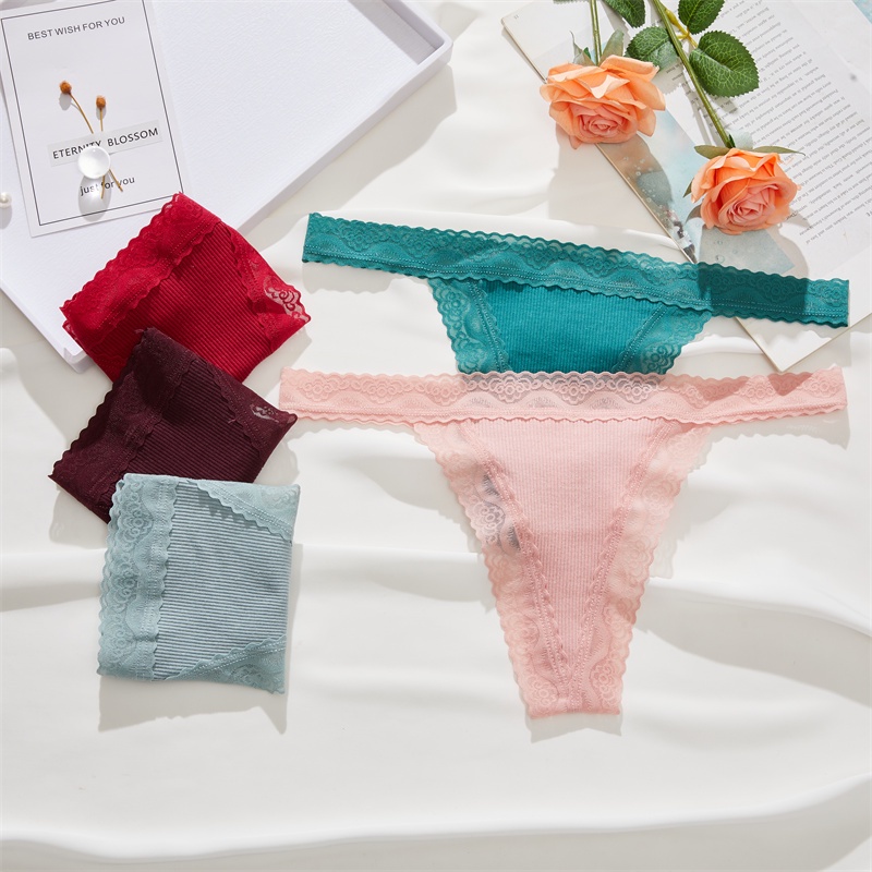 FINETOO 3Pcs/Set Sexy Thongs Low-Rise Lace G-string Panties Women ...