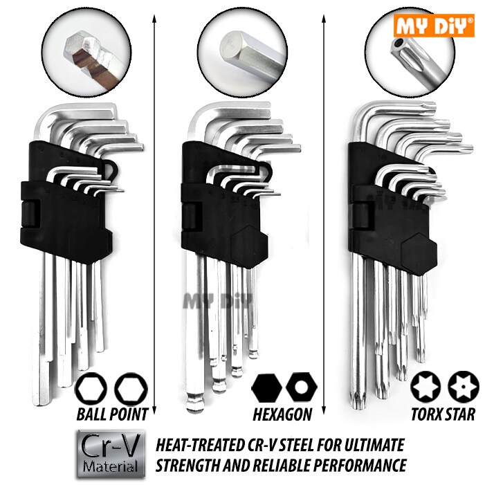 MYDIYHOMEDEPOT - FINDER CRV 9PCS ALLEN KEY BALL POINT ALLEN KEY TORX ...