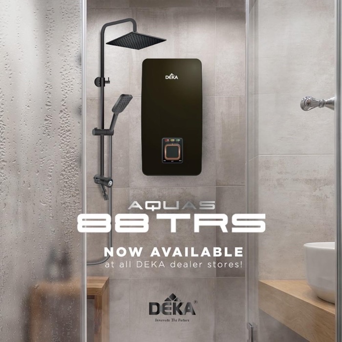 Deka AQUAS 88 TRS DC Booster Inverter Pump with Rainshower Matte Black Instant Water Heater ...