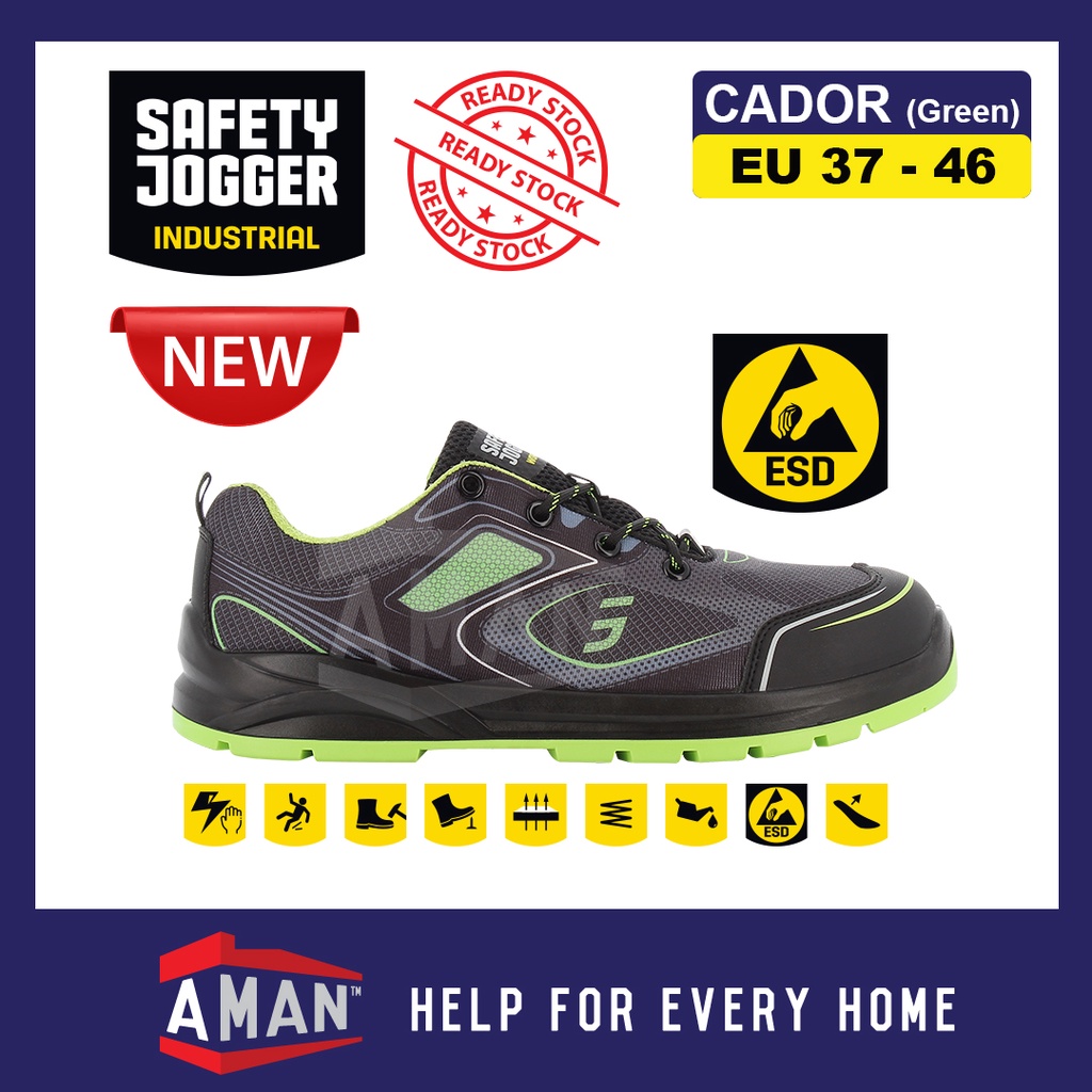 Safety Jogger Cador ESD S1P Sporty Safety Shoes Steel Toecap Midsole Green Blue Grey Cador S3 ...