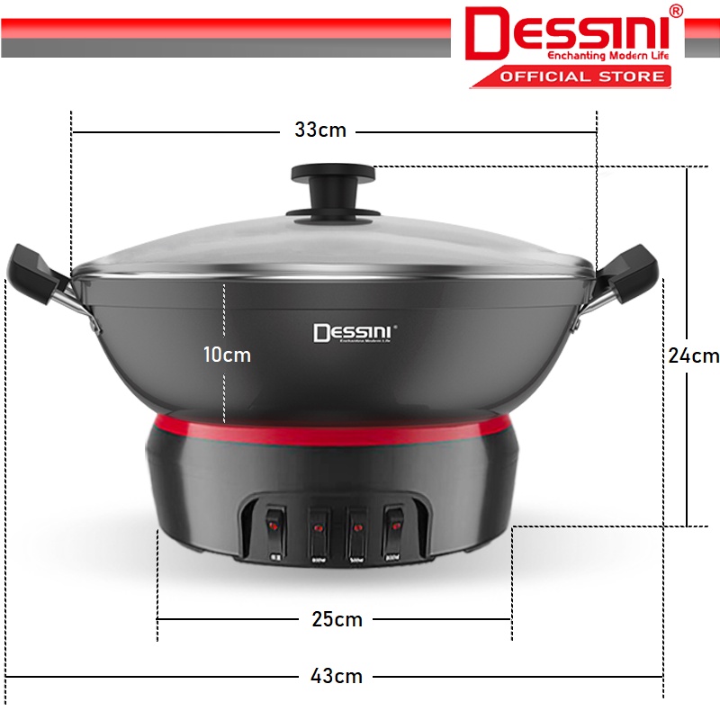 DESSINI ITALY Electric Cooker Steamboat Hot Pot Casserole Non Stick ...