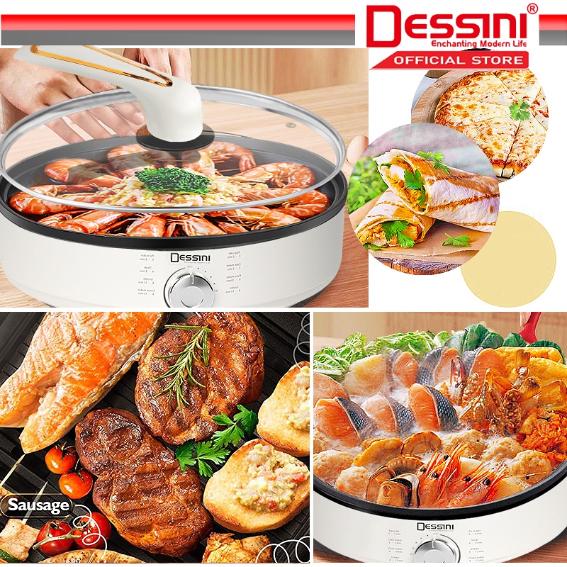 DESSINI ITALY Electric Cooker Steamboat Hot Pot Non Stick Frying Wok ...