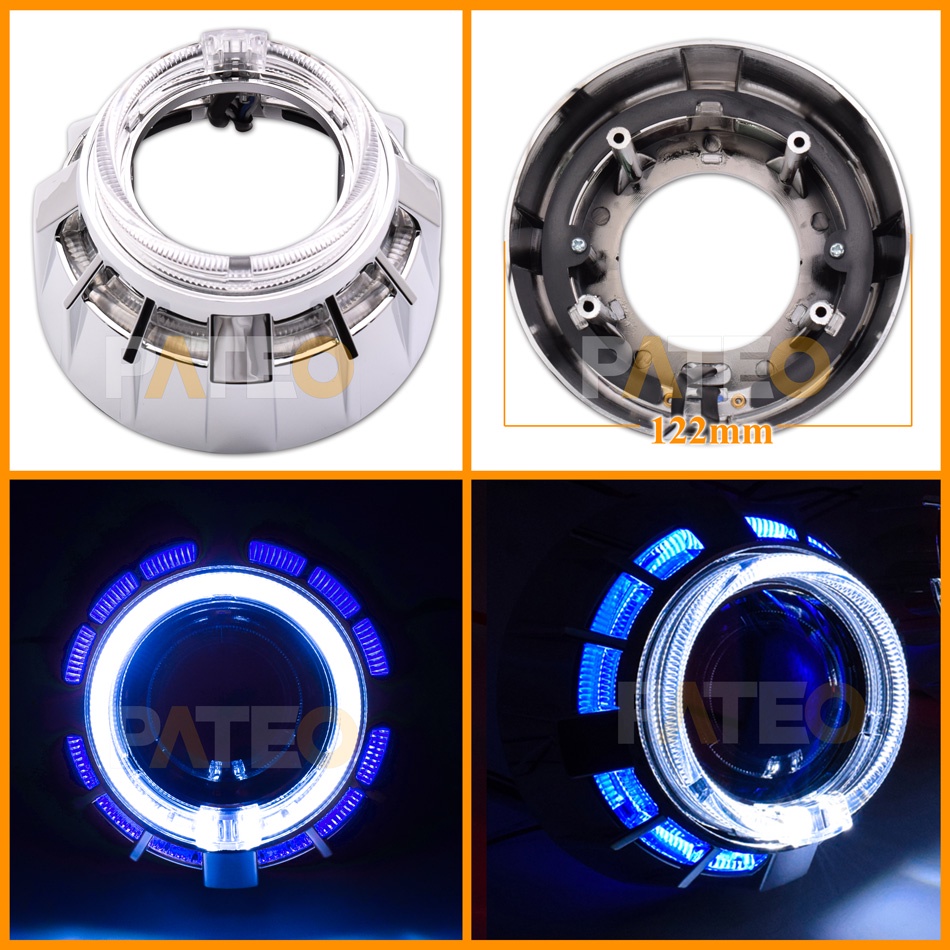 Projector Bezel LED Angel Eyes Halo Rings DRL Shrouds For 2.5 inch WST ...