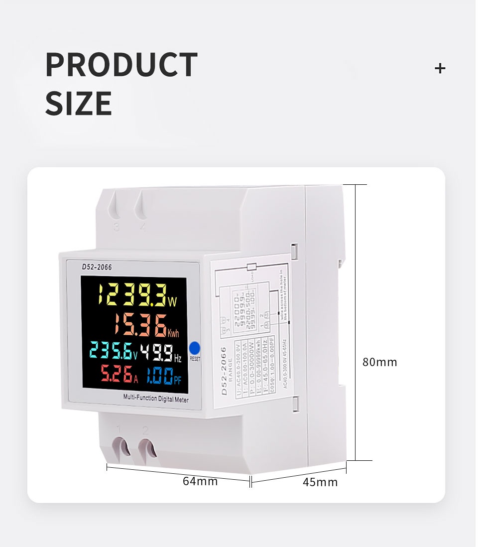 D52-2066 6IN1 din rail AC monitor 110V 220V 380V 100A Voltage Current ...