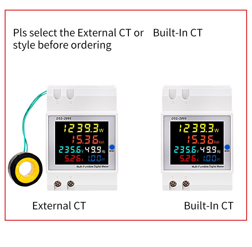 D52-2066 6IN1 din rail AC monitor 110V 220V 380V 100A Voltage Current ...