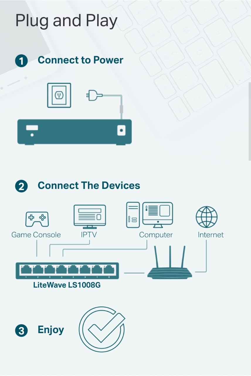 TP-Link LiteWave LAN Switch LS1008G/LS1005G 8/5-Port Gigabit 10/100/1000Mbps Desktop Network ...
