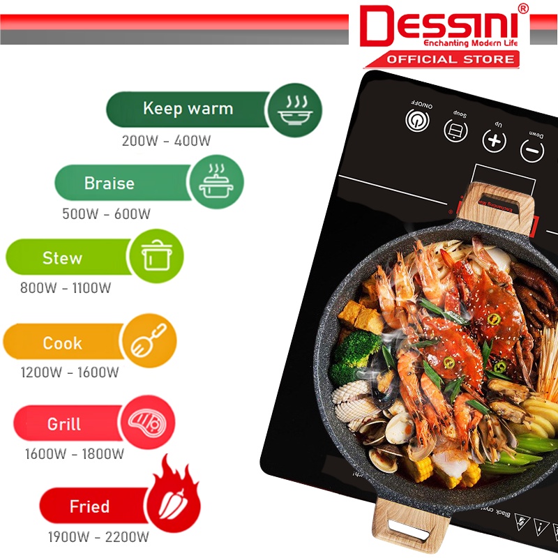 DESSINI ITALY Infrared Ceramic Cooker Hob Touch Control Panel 1 Burner ...