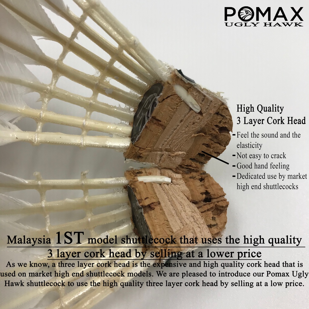 Pomax Ugly Hawk Badminton Feather Shuttlecock (Goose Feather Shuttle ...