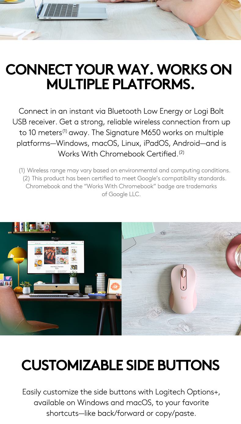 Logitech Signature M650 L Full Size Wireless Mouse - For Large Sized ...