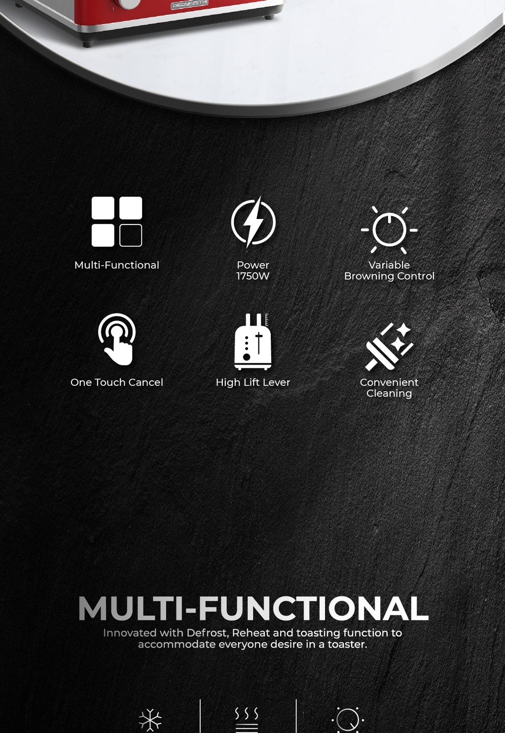 PERYSMITH 4 SLICE BREAD TOASTER SIGNATURE SERIES SN2000 - PerySmith ...