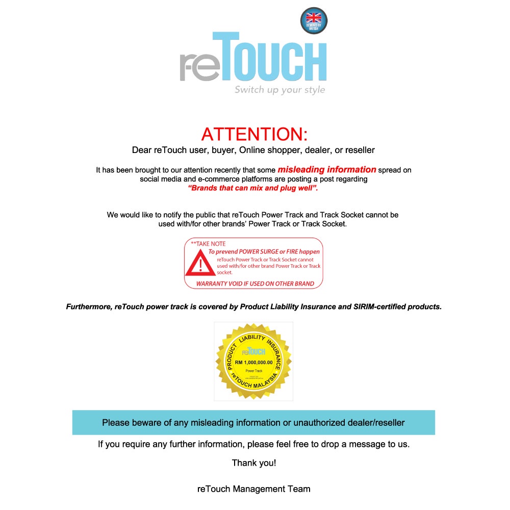 reTouch Power Track 32A Power Line Power Rail and Power Track Socket ...