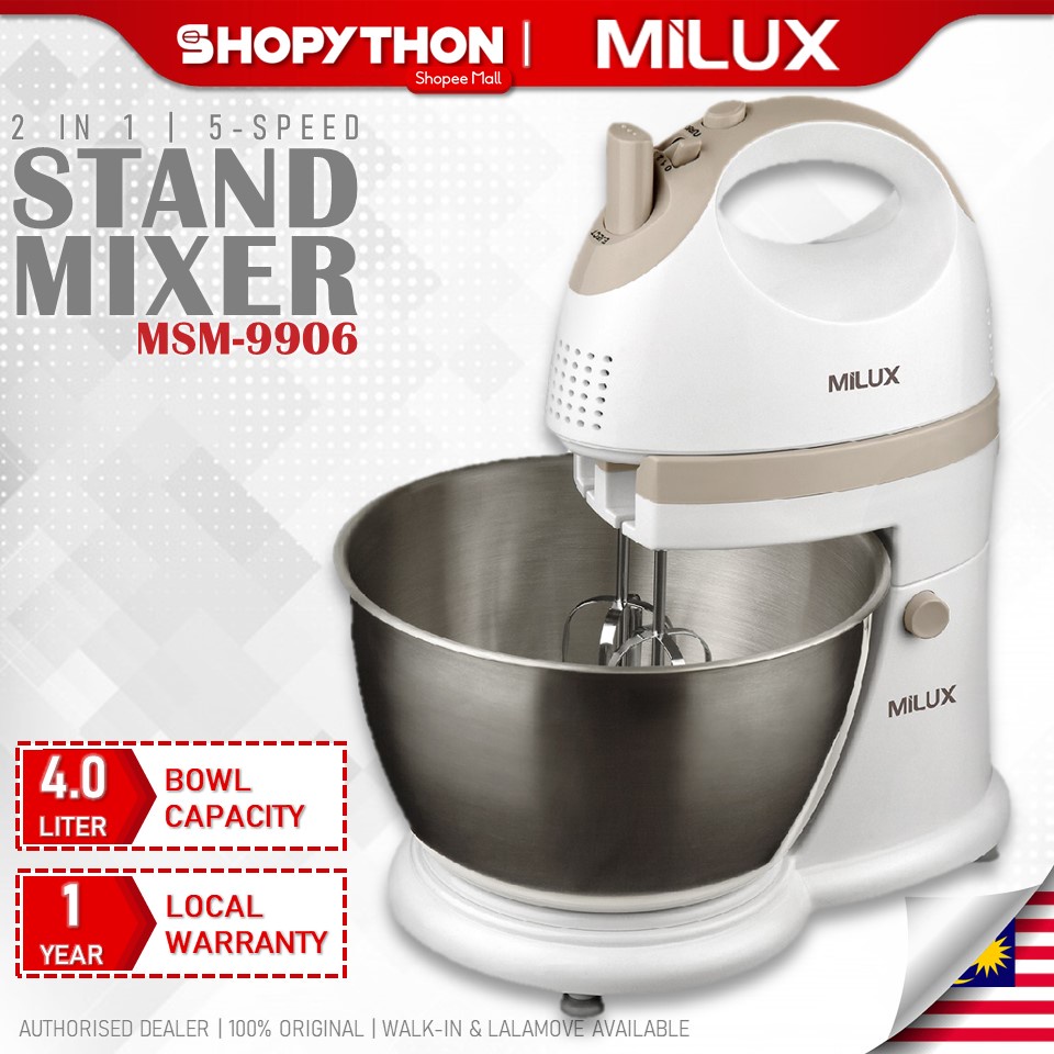 MILUX Stand Mixer MSM-9906 (4.0L/300w) 2 in 1 Hand Mixers with ...