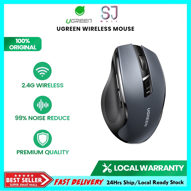 UGREEN Wireless Mouse 6 Silent Buttons 5 Level DPI Setting 4000 DPI Bluetooth Mouse USB Receiver ...