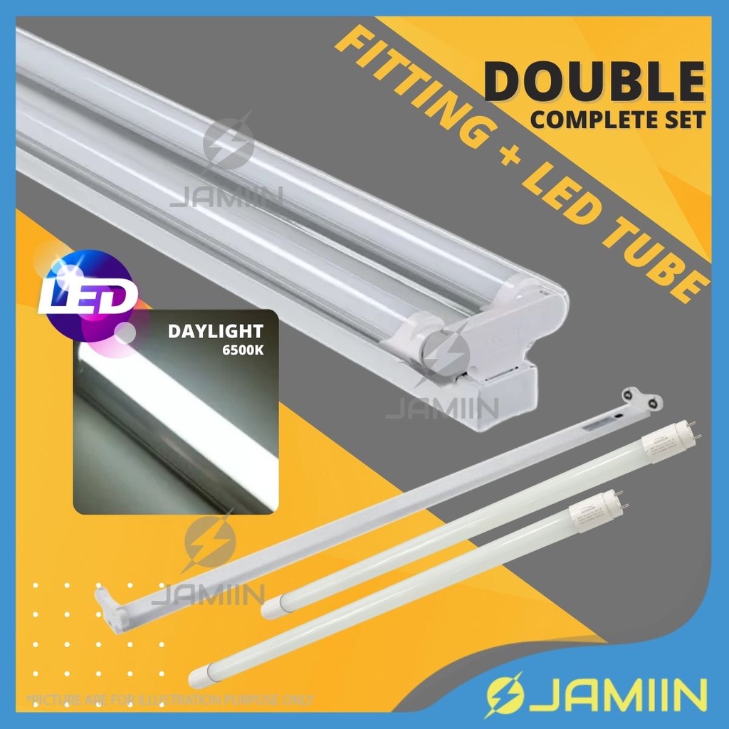 [FULL SET] DOUBLE 4FT T8 Led Tube Light LED Set Lampu Panjang LED Ceiling Light Led Tube With ...