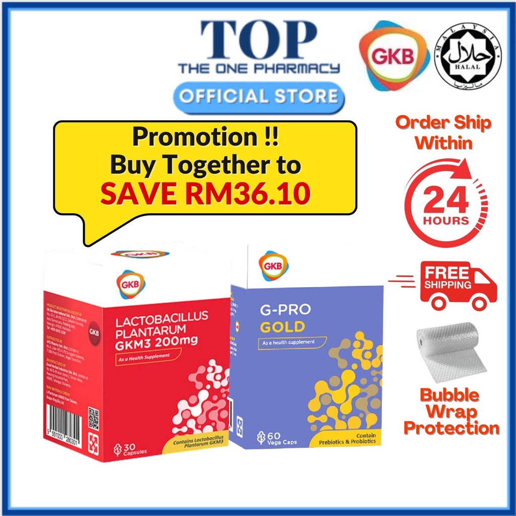 [Promo Set] GKB Lactobacillus Plantarum GKM3 200mg 30's + GKB G-Pro Gold Probiotics 60's ...