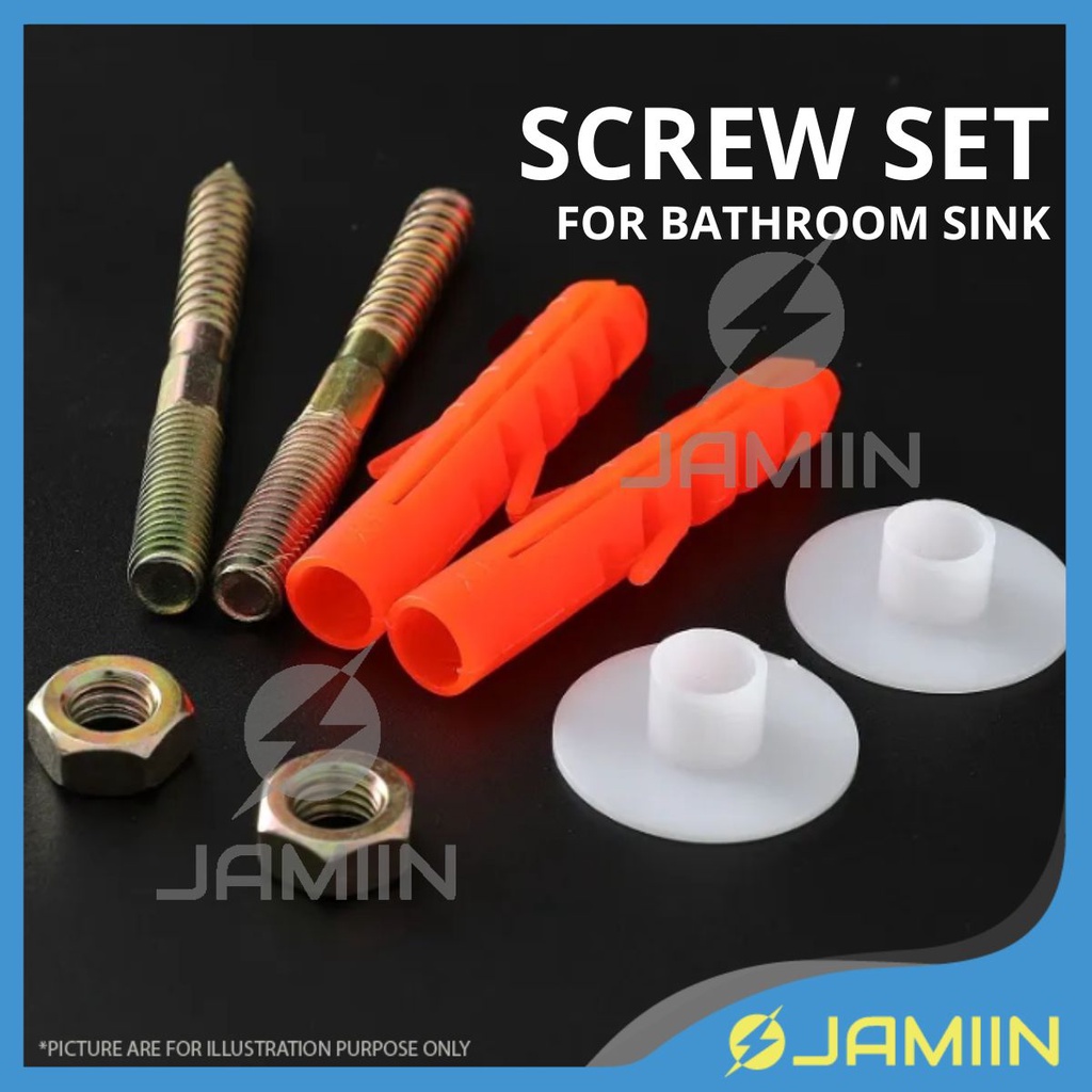 Wash Basin Screw with Wall Plug and Nut Set Fixing Sink Wall-Mounted ...