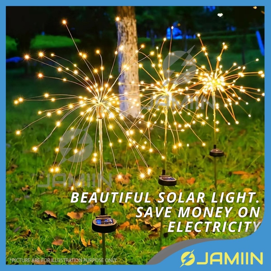 150 LED 8 MODES Light Waterproof Solar Firework Outdoor Garden Light ...