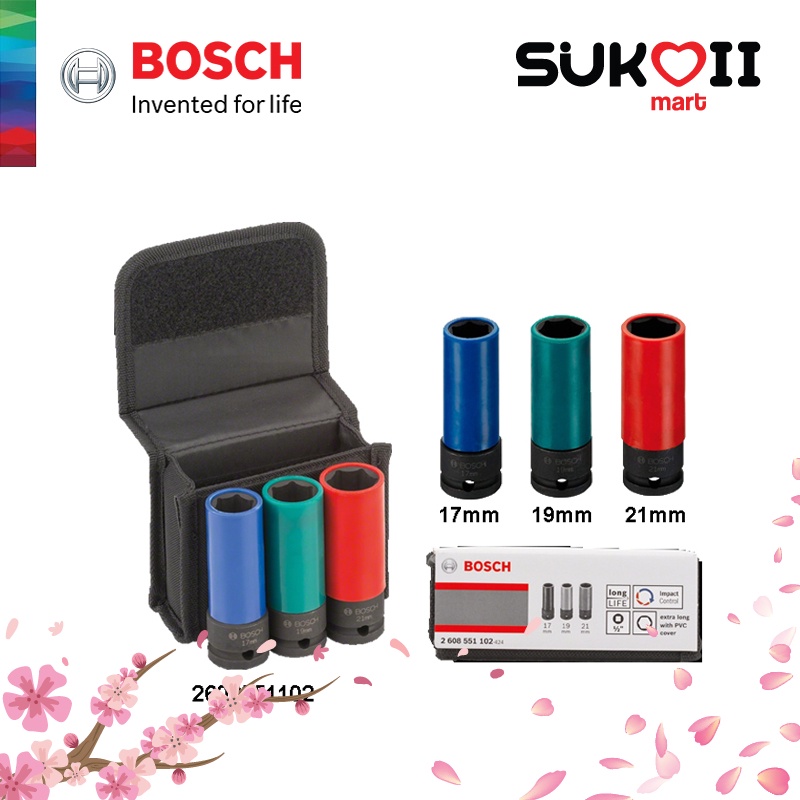 SKOI BOSCH 3pcs 1/2" Impact Wrench Socket Set Impact Control Socket Set ...