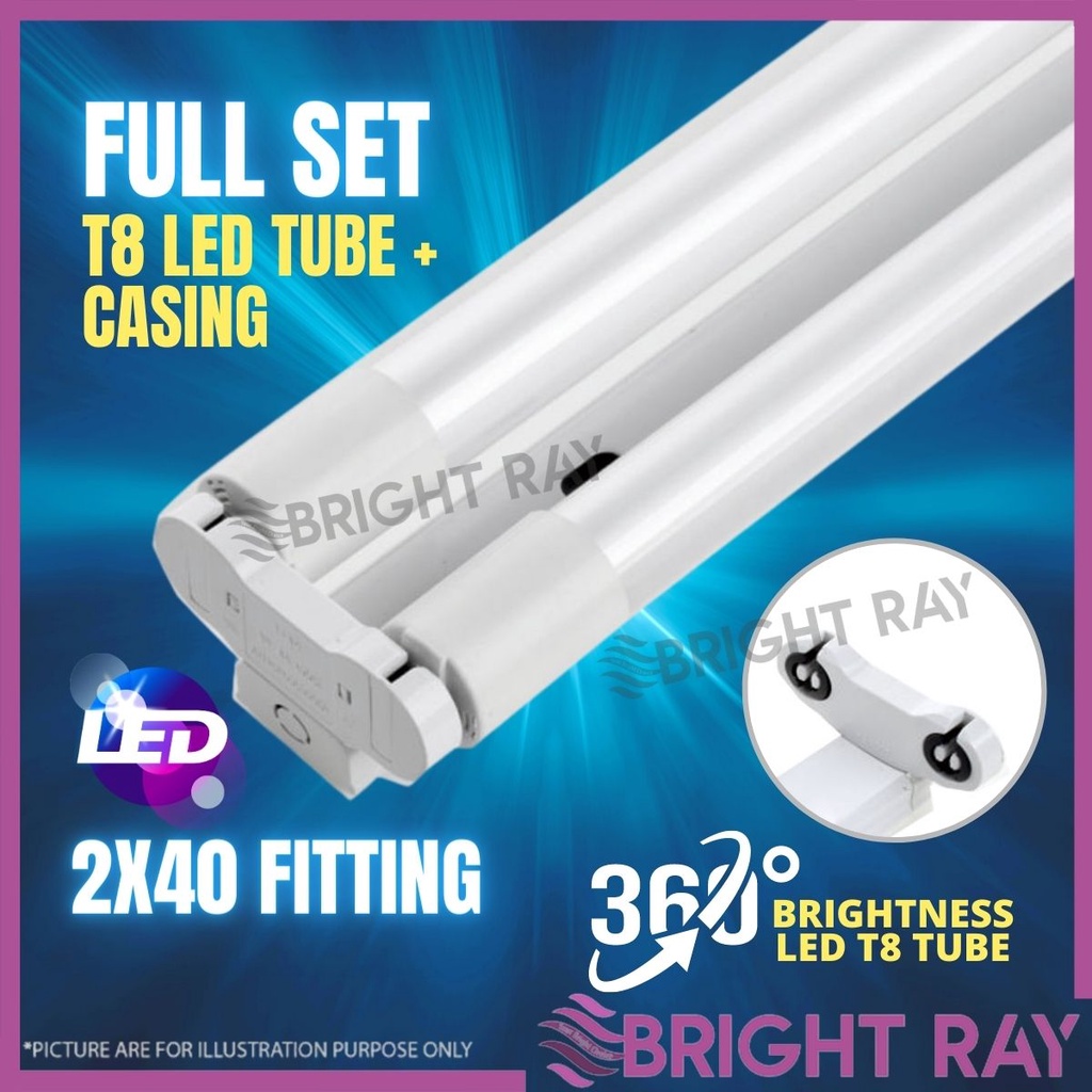 [FULL SET] DOUBLE 4FT T8 Led Tube Light LED Set Lampu Panjang Lampu Kalimantang LED Ceiling ...