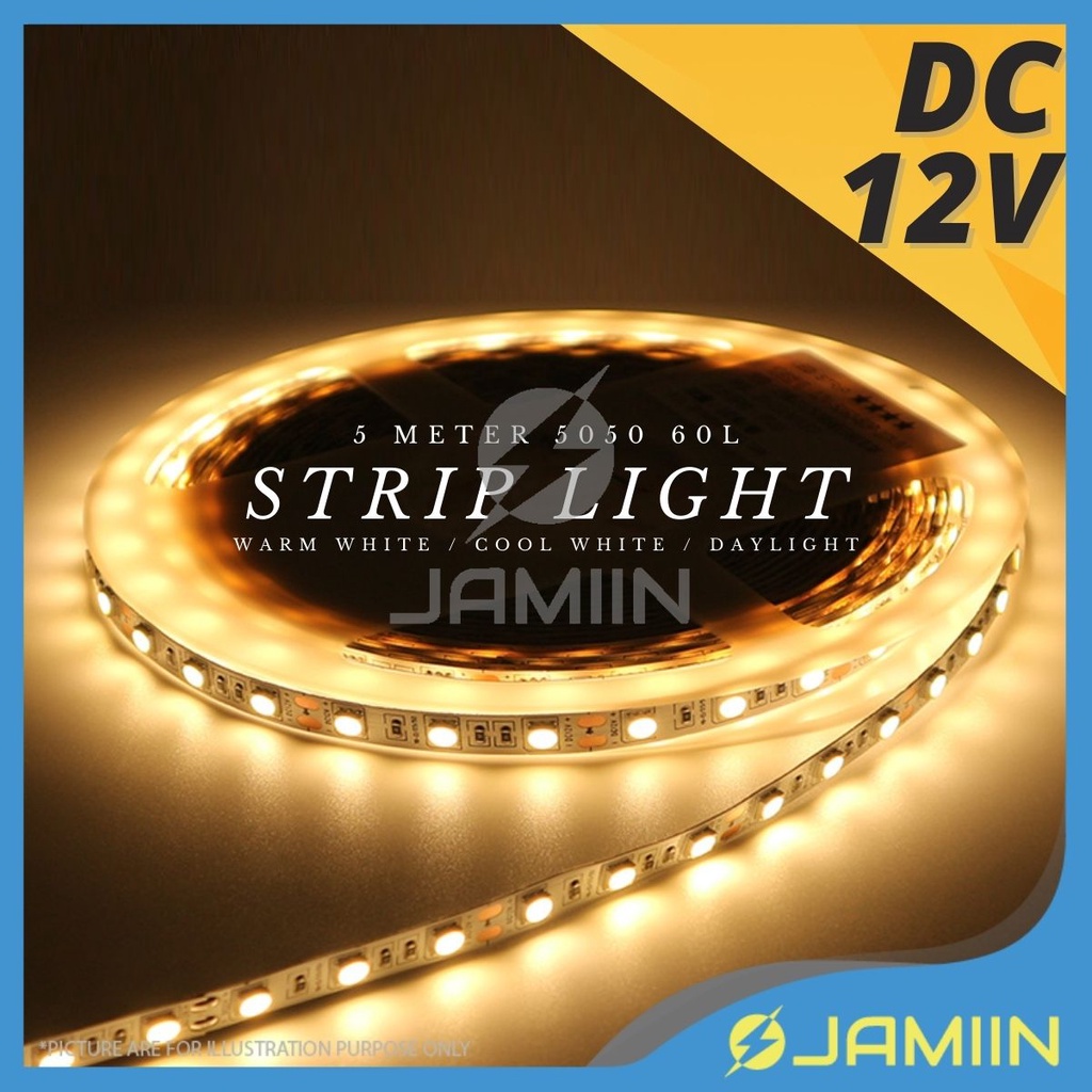 5050 5MTR DC 12V LED Strip Light Backlight LED Lampu Hiasan Rumah ...