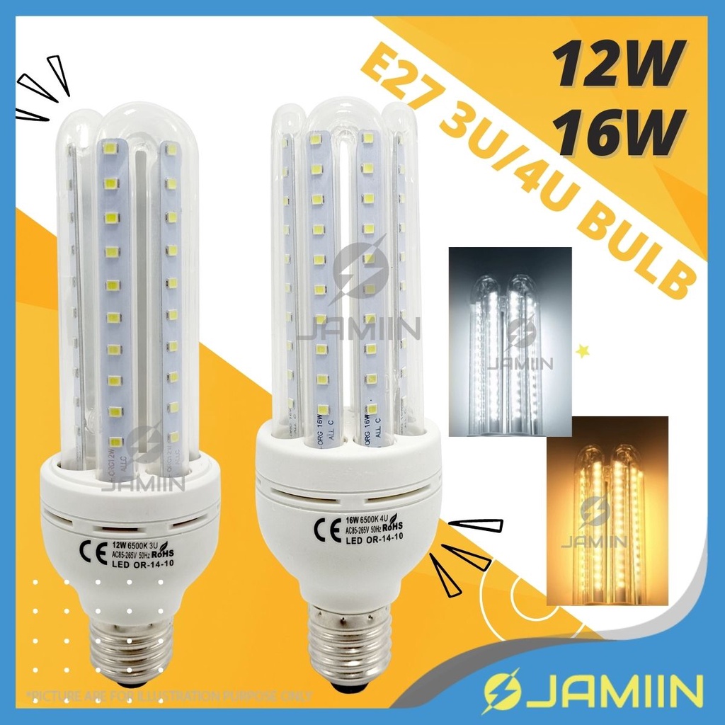 E27 12W/16W 3U/4U E27 Energy Saving Bulb Lampu Pasar Malam Led Bulb Mentol Lampu Ceiling Light ...