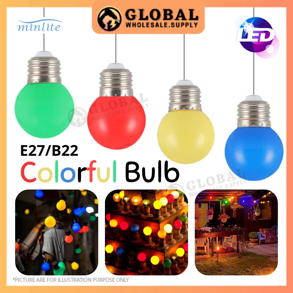3W E27 B22 Mentol Ping Pong Color Bulb Mentol Berwarna Mentol Raya ...