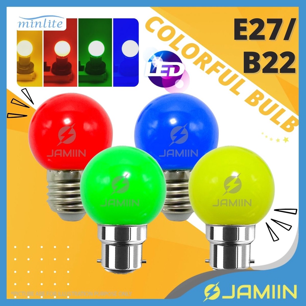 3W E27 B22 Raya Warna Warni LED Multi Colour Mentol Berwarna Mentol ...